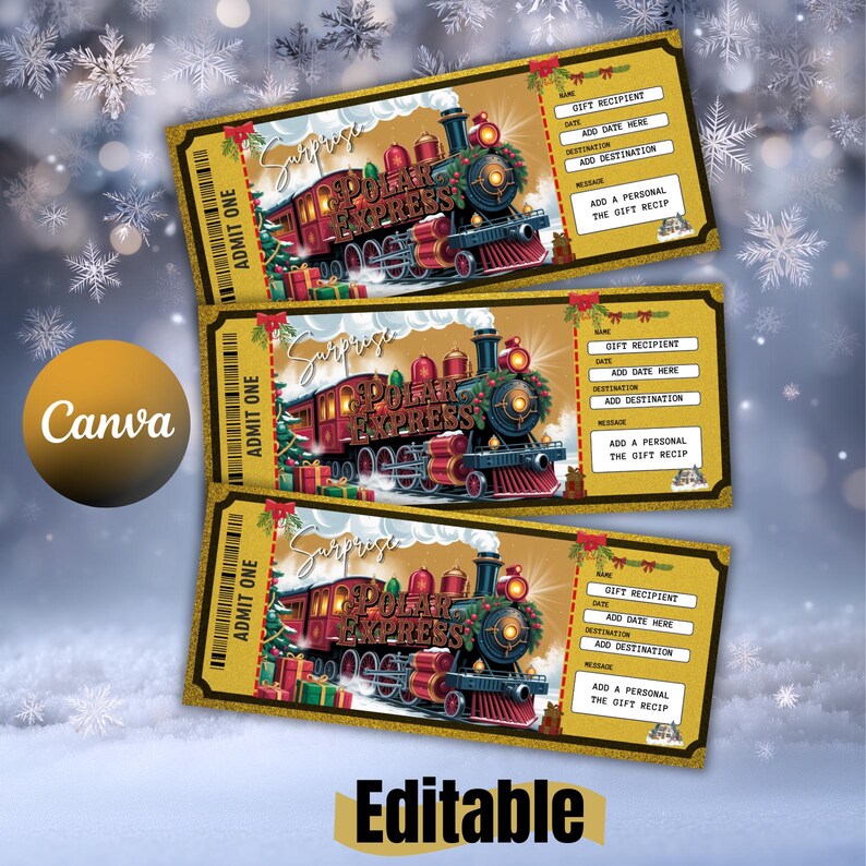 Polar Express Ticket Template, Printable Christmas Ticket, Holiday Pass ...
