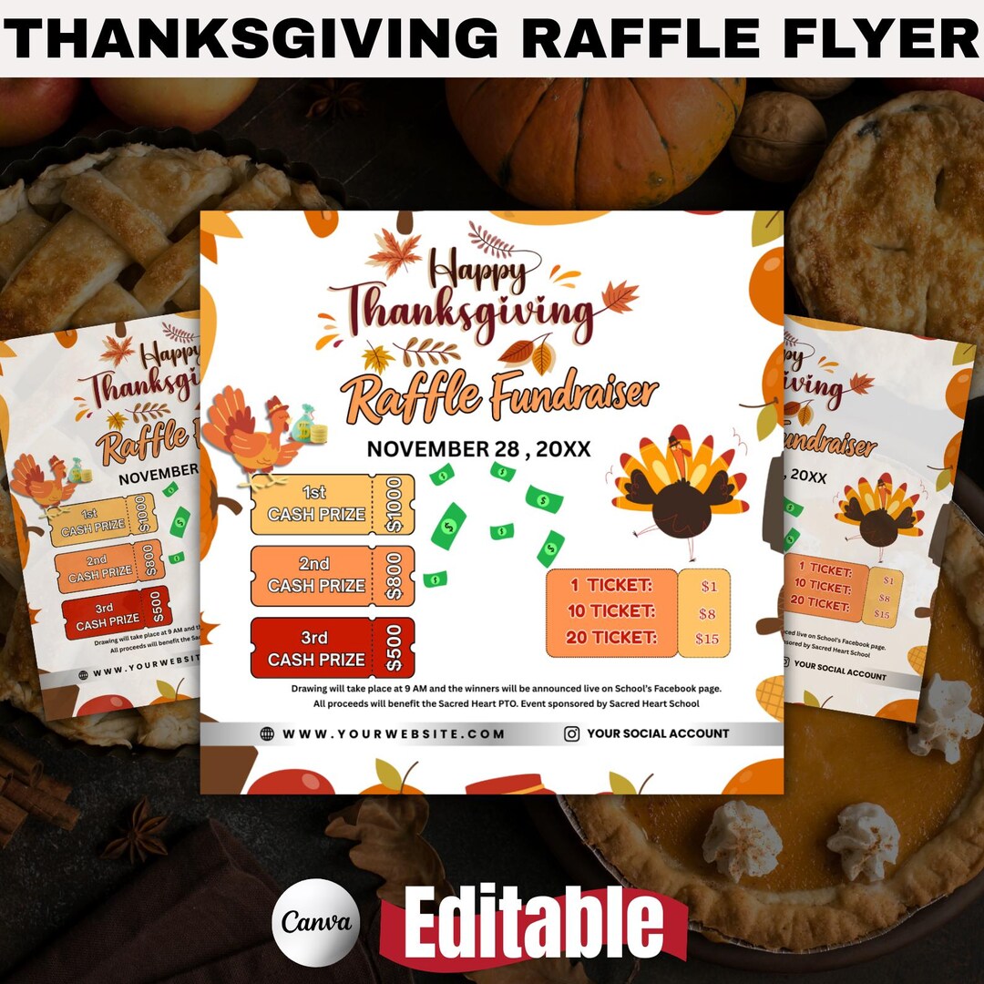 Raffle Flyer Canva Template, Editable Giveaway Flyer, Charistmas ...