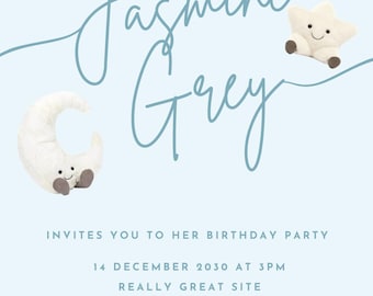 Jellycat Birthday Invitation - Canva Template - Digital Download - Etsy