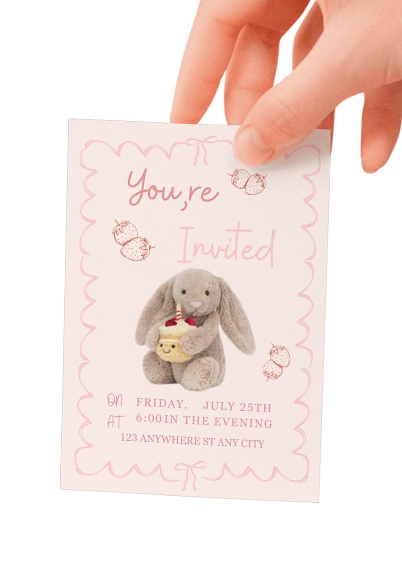 Jellycat Birthday Invitation - Canva Template - Digital Download - Etsy