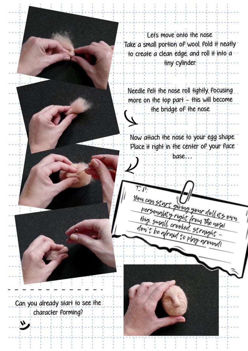 Needle Felted Face Tutorial – PDF Download – Learn to Sculpt Realistic ...