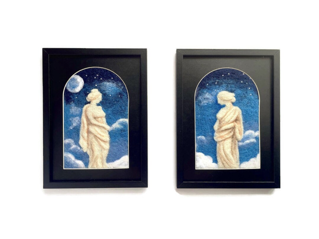 Celestial Guardians: Greek Statue Needle Felted Art Pair - Etsy