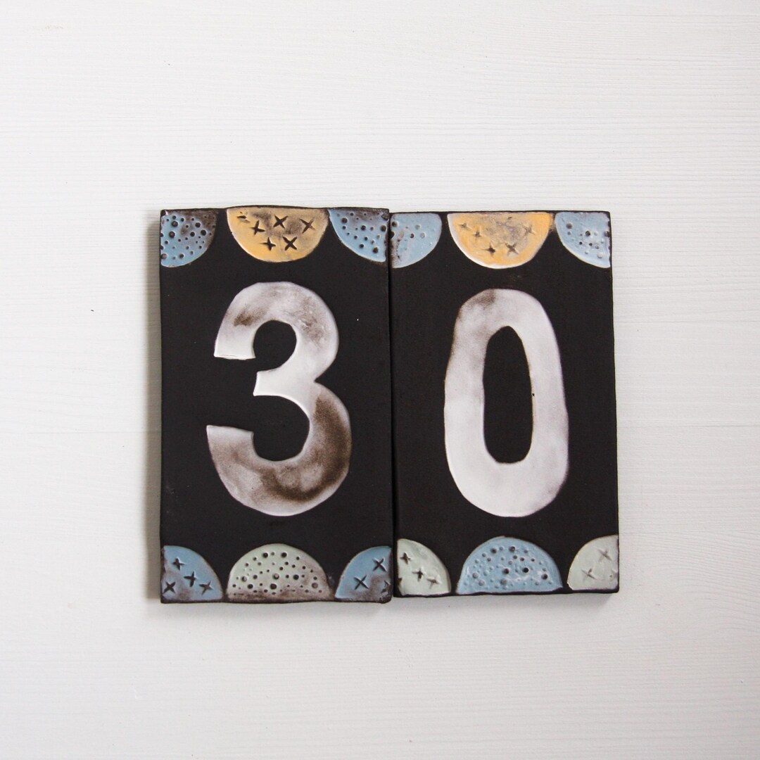 House Number Tiles / Traditional Ceramic House Number Tiles, Black ...