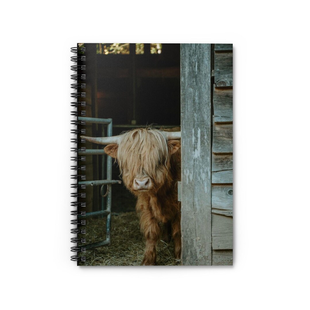 Rustic Farmhouse Spiral Notebook - Adorable Highland Cow Design - Etsy