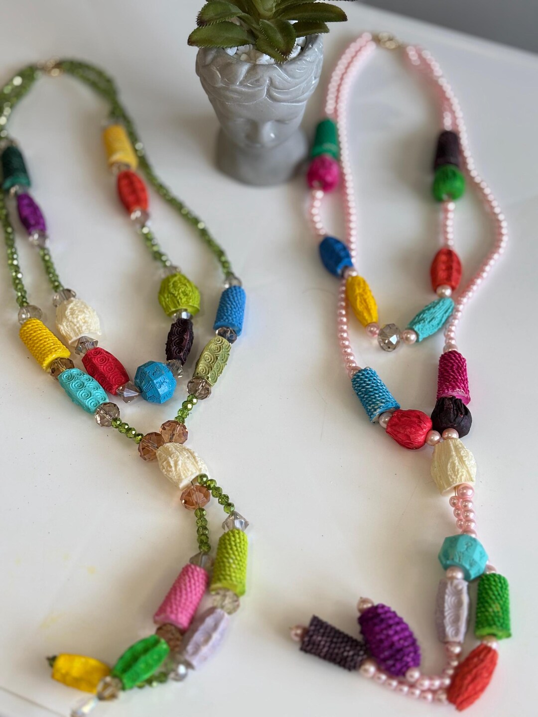 Colorful Handmade Statement Necklaces – Boho Beaded Textile Jewelry - Etsy