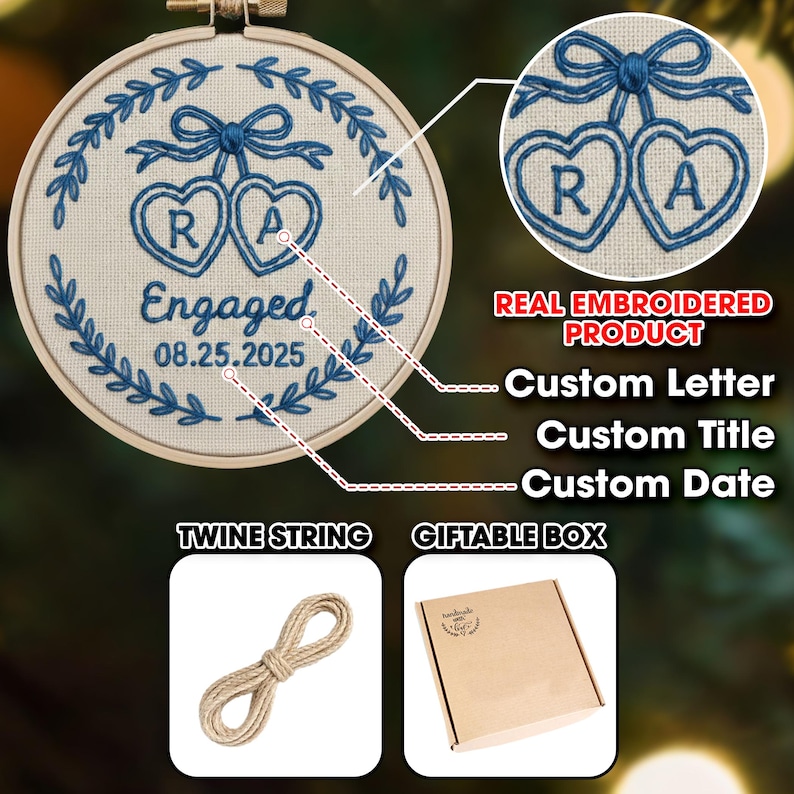 Personalized Embroidery Engagement Ornament, Chinoiserie Style Engaged ...