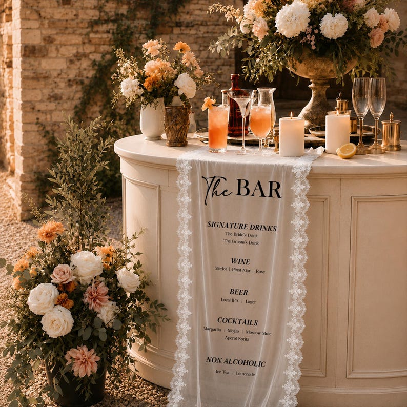 Personalized Lace Wedding Bar Sign, Wedding Lace Bar Banner, Signature ...