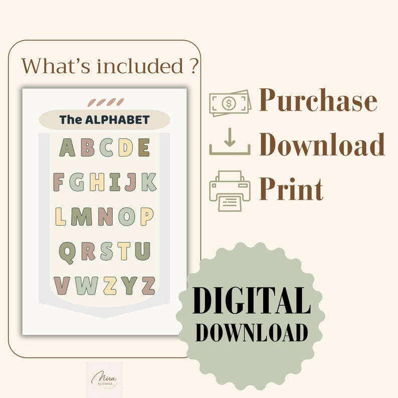 Printable ABC Alphabet Chart for Kids: Homeschool Classroom Decor (PDF ...