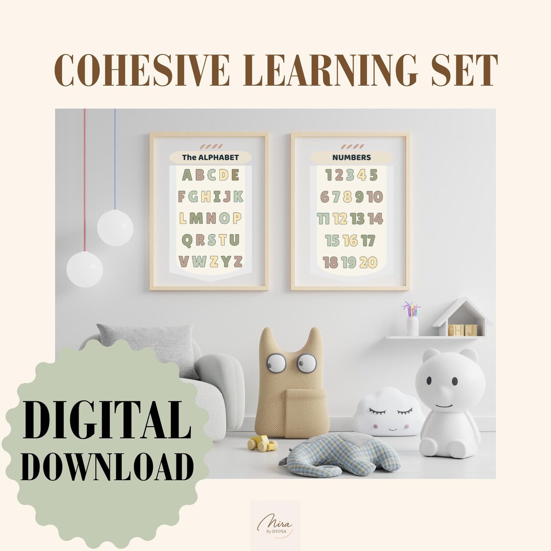 Alphabet and Numbers 1-20 Chart Printable Bundle, A-Z ABC + Number ...