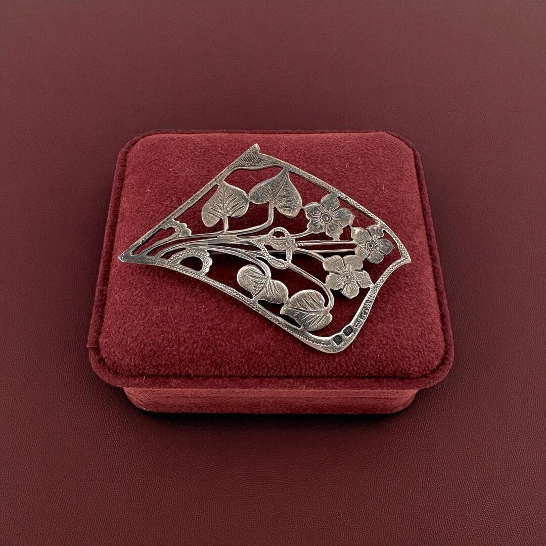 Antique English Art Nouveau Sterling Flower Brooch by Henry Williamson ...