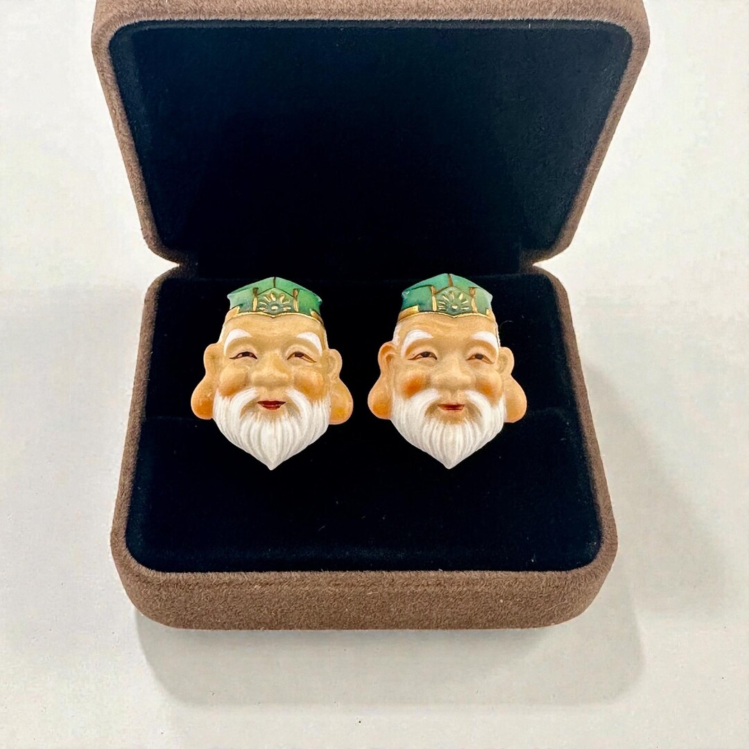 Vintage TOSHIKANE Japanese Cufflinks of the God "jurojin" Made of ...