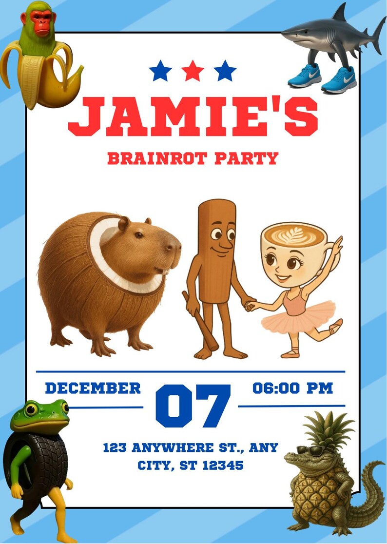 Italian Brain Rot Party Invitation - Etsy
