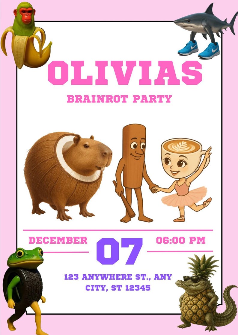 Italian Brain Rot Party Invitation - Etsy
