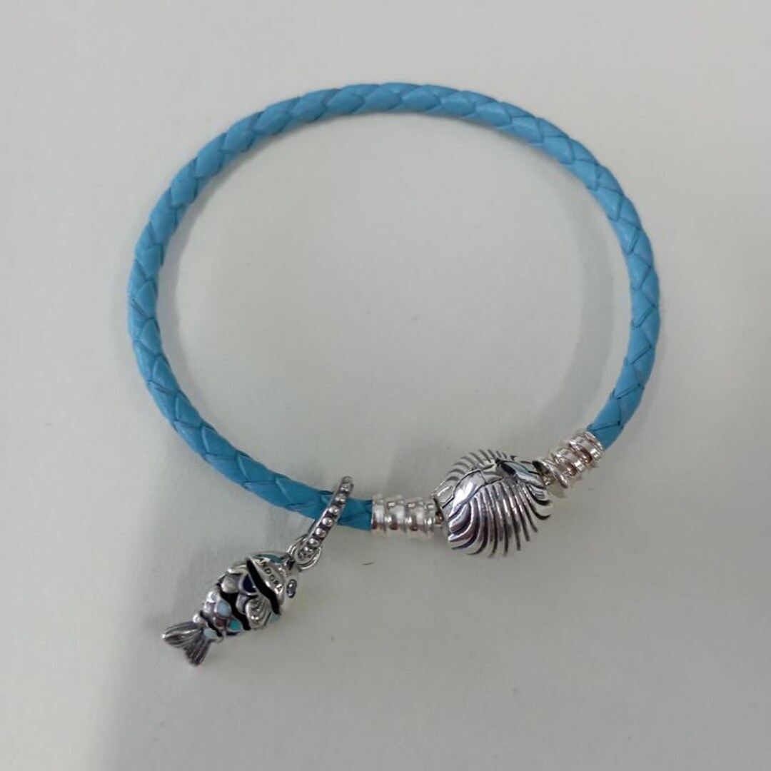 S925 Ale Turquoise Blue Leather Pandora Moments Seashell Bracelet - Etsy