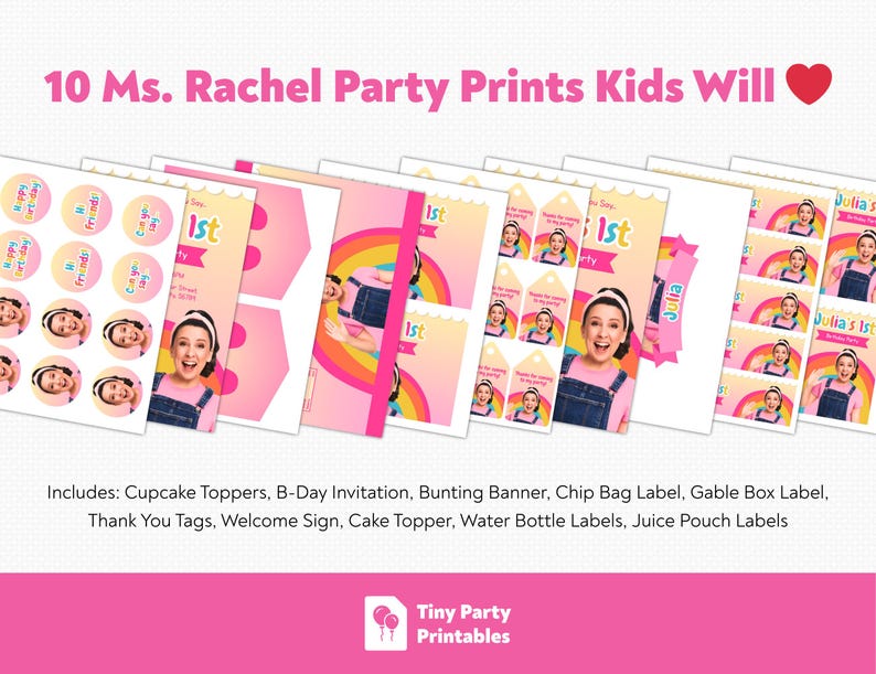 Editable Ms. Rachel Birthday Party Decorations Bundle | Ms. Rachel Kids ...