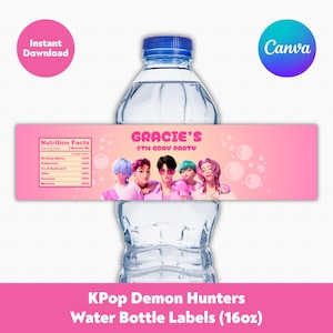 Editable Kpop Demon Hunters Water Bottle Labels | Saja Boys Kids ...