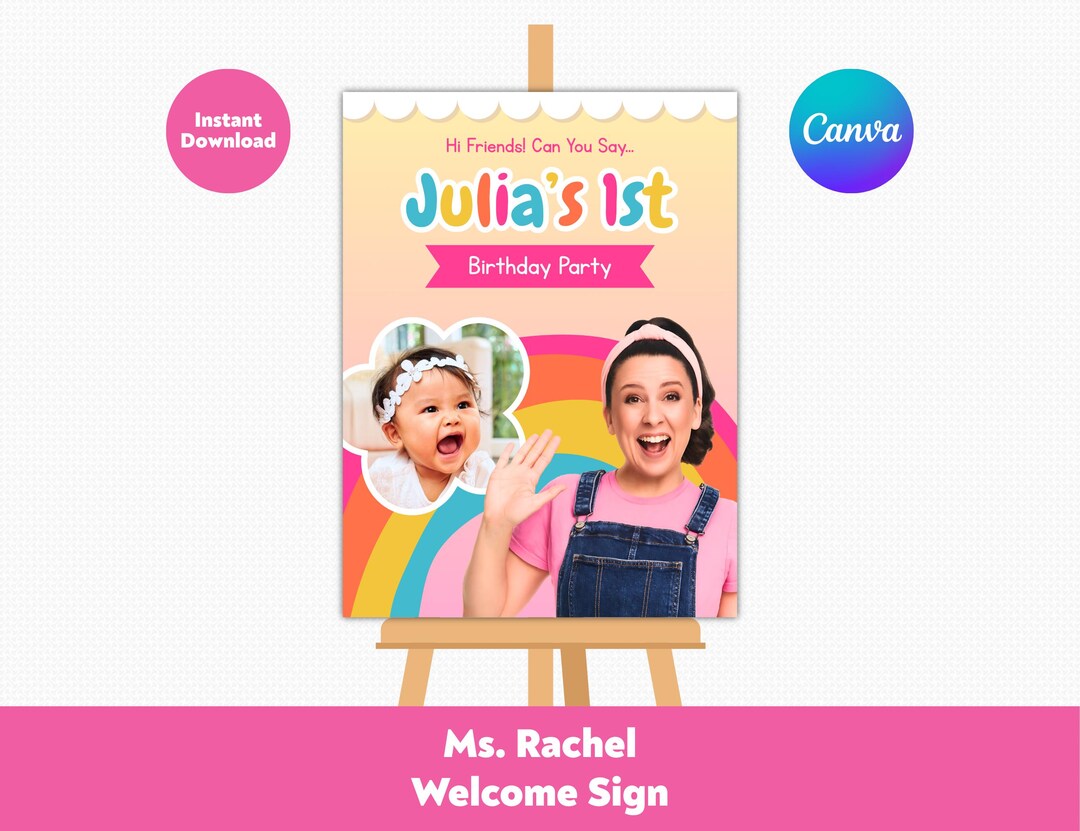 Editable Ms. Rachel Birthday Party Welcome Sign | Miss Rachel Kids ...