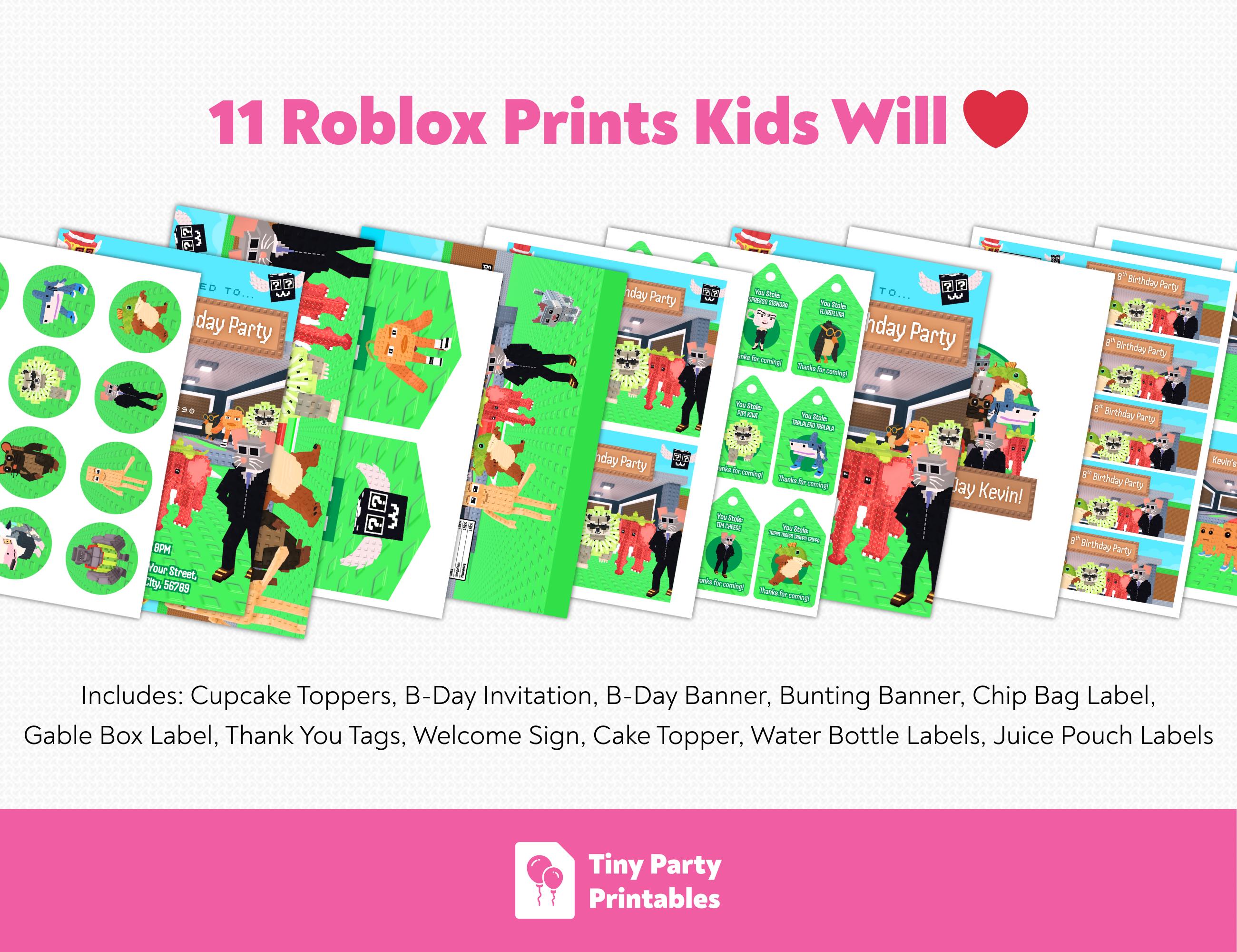 Editable Roblox Steal a Brainrot Birthday Party Decorations Bundle ...