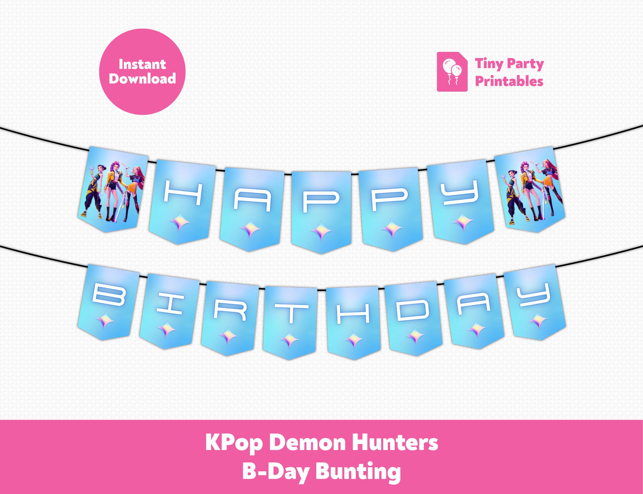 Printable Kpop Demon Hunters Birthday Bunting Banner | HUNTR/X Kids ...