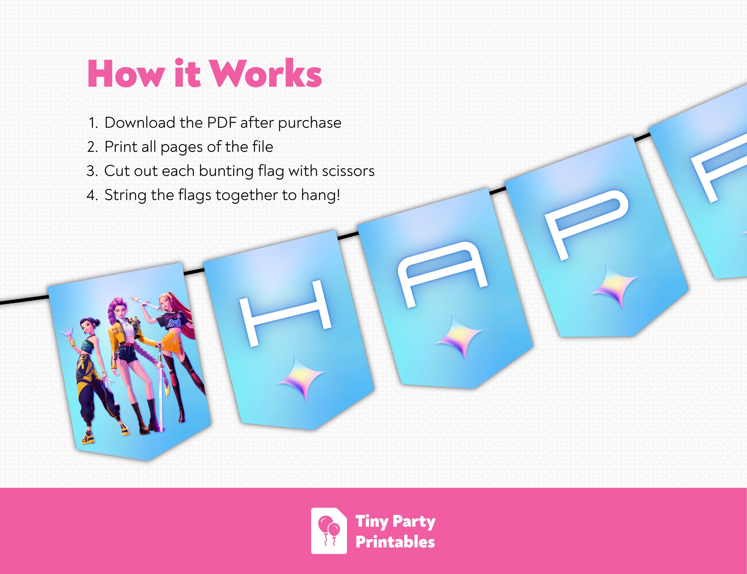 Printable Kpop Demon Hunters Birthday Bunting Banner | HUNTR/X Kids ...