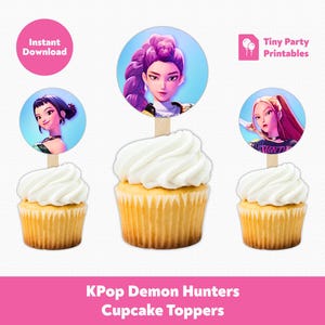 Printable Kpop Demon Hunters Cupcake Toppers | HUNTR/X Kids Birthday Party Favors Decorations ...