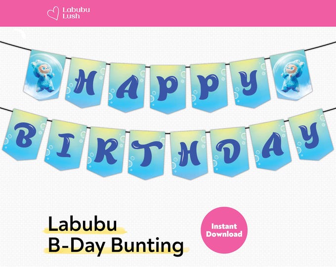 Labubu Printable Birthday Bunting Banner | Labubu Birthday Party ...