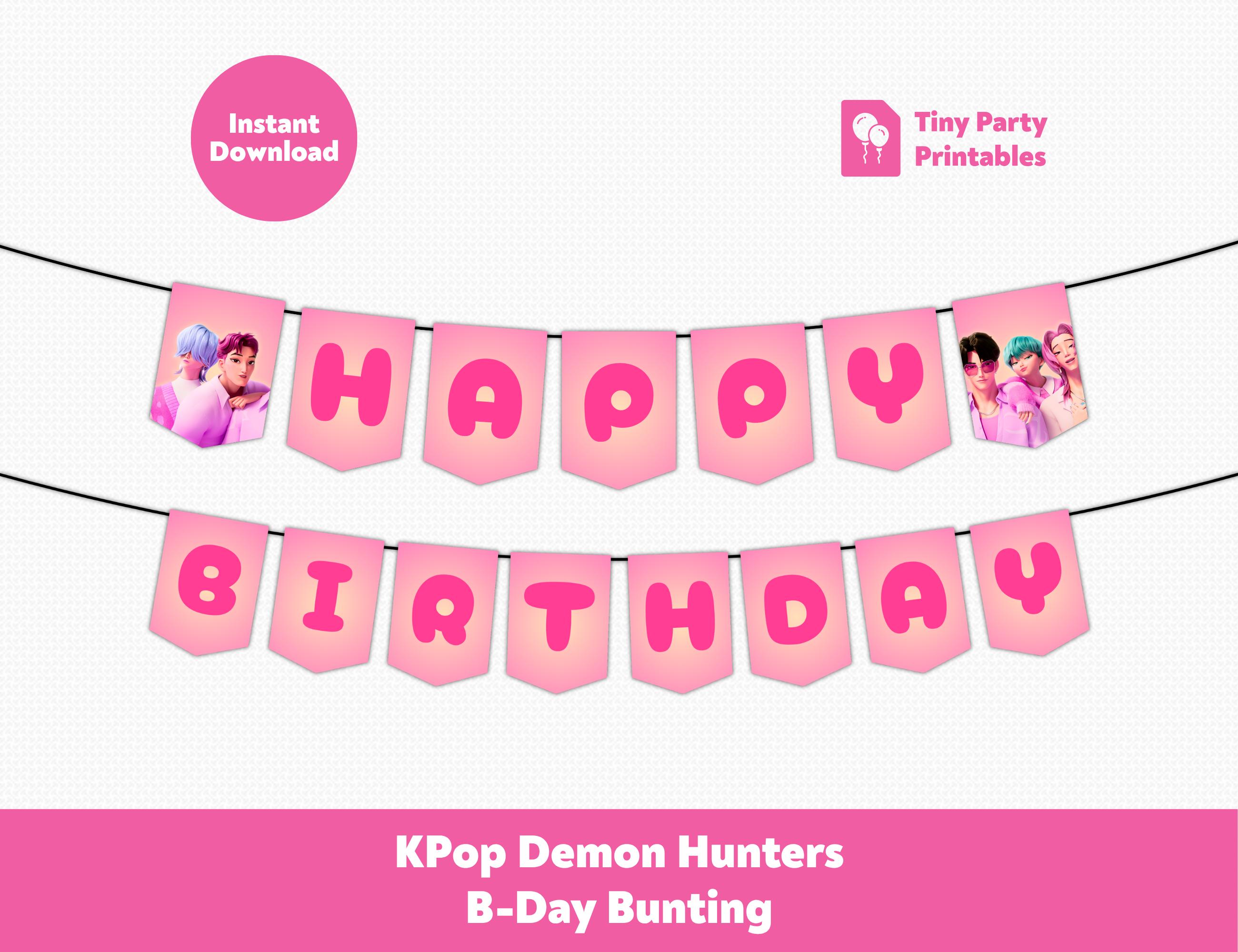 Printable Kpop Demon Hunters Birthday Bunting Banner | Saja Boys Kids ...