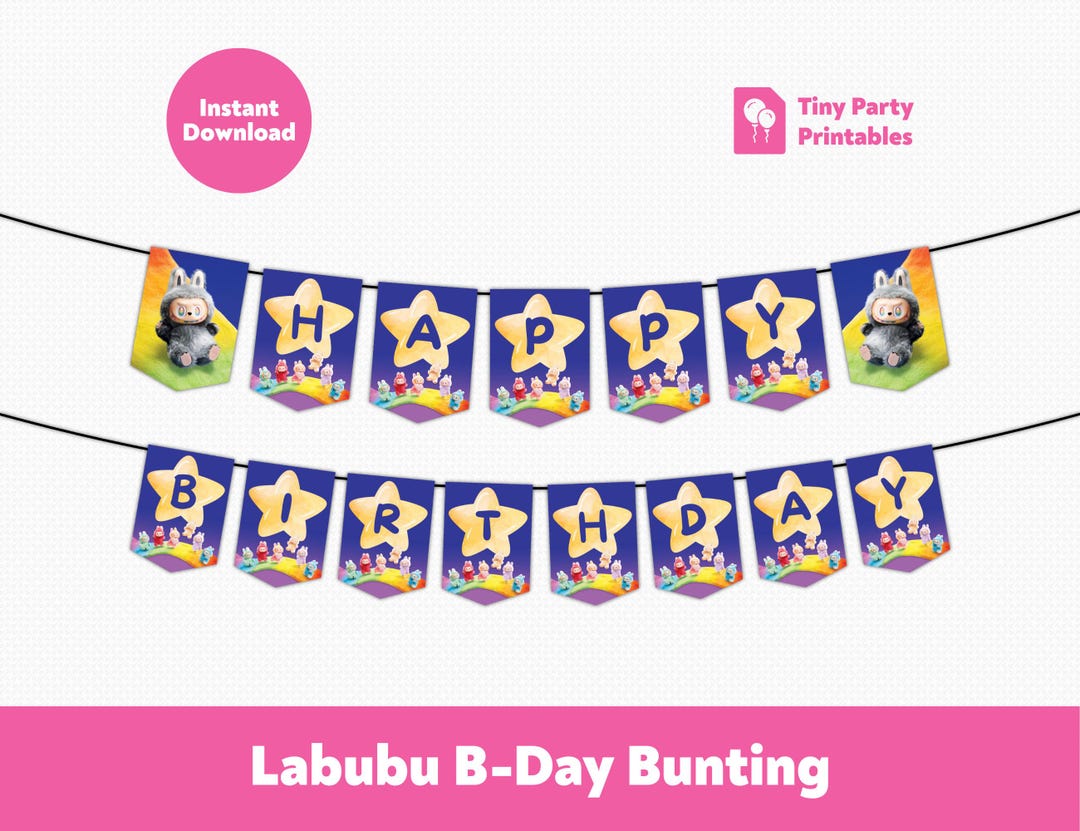 Labubu Printable Birthday Bunting Banner | Labubu Birthday Party ...
