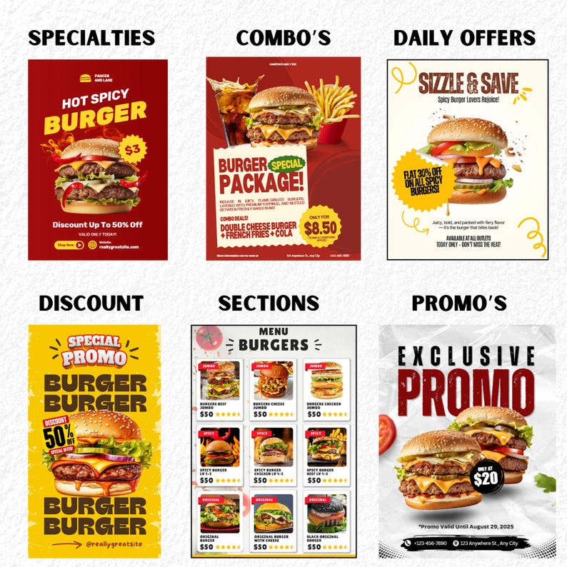20 Burger Store Canva Templates – Editable Instagram Post Templates for ...