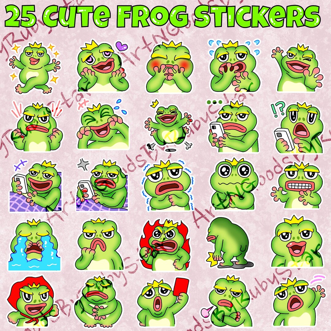 25 Cute Frog Stickers – Kawaii Digital Planner, Goodnotes (PNG) - Etsy