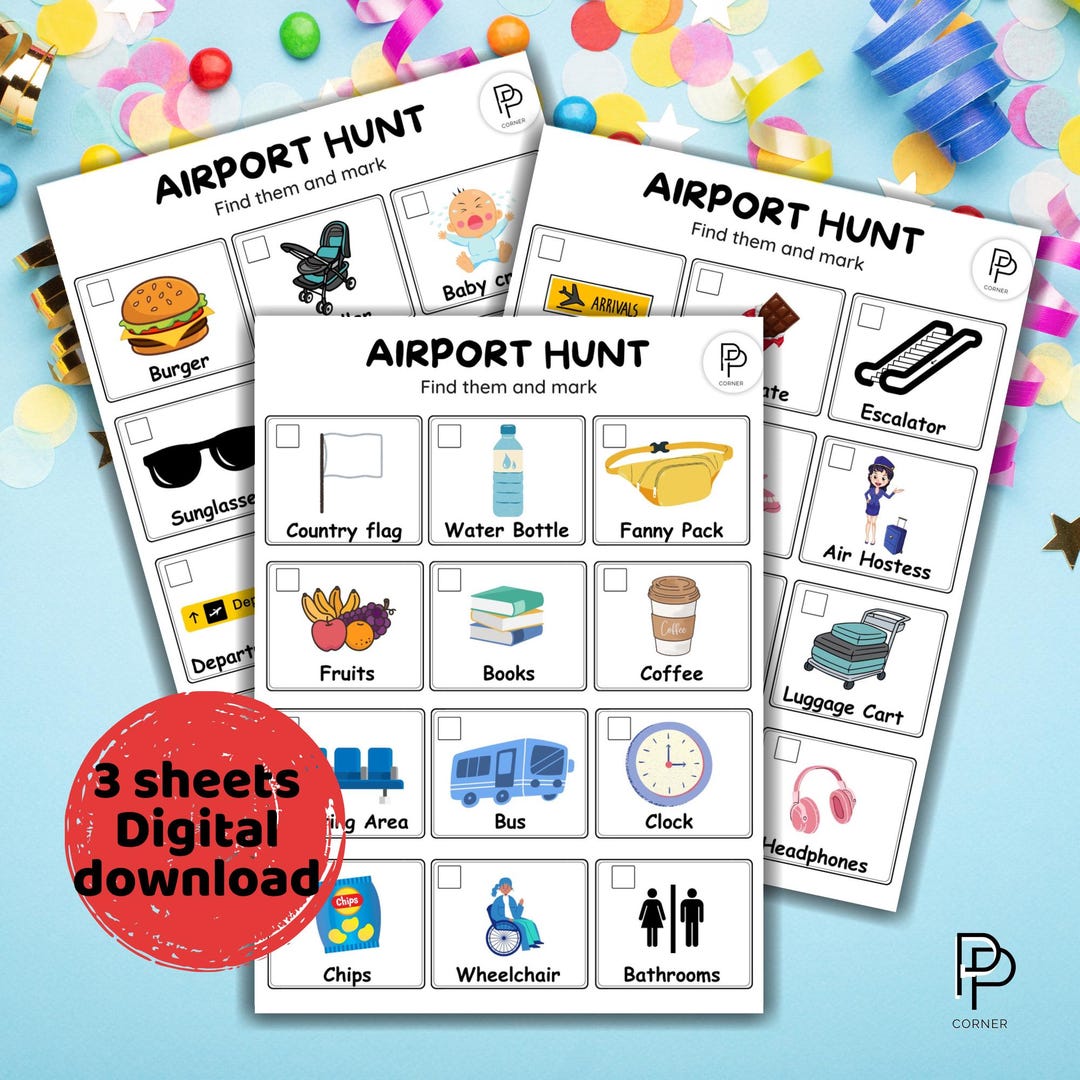 Airport Scavenger Hunt for Kids Printable Travel Game, Airport Activity ...