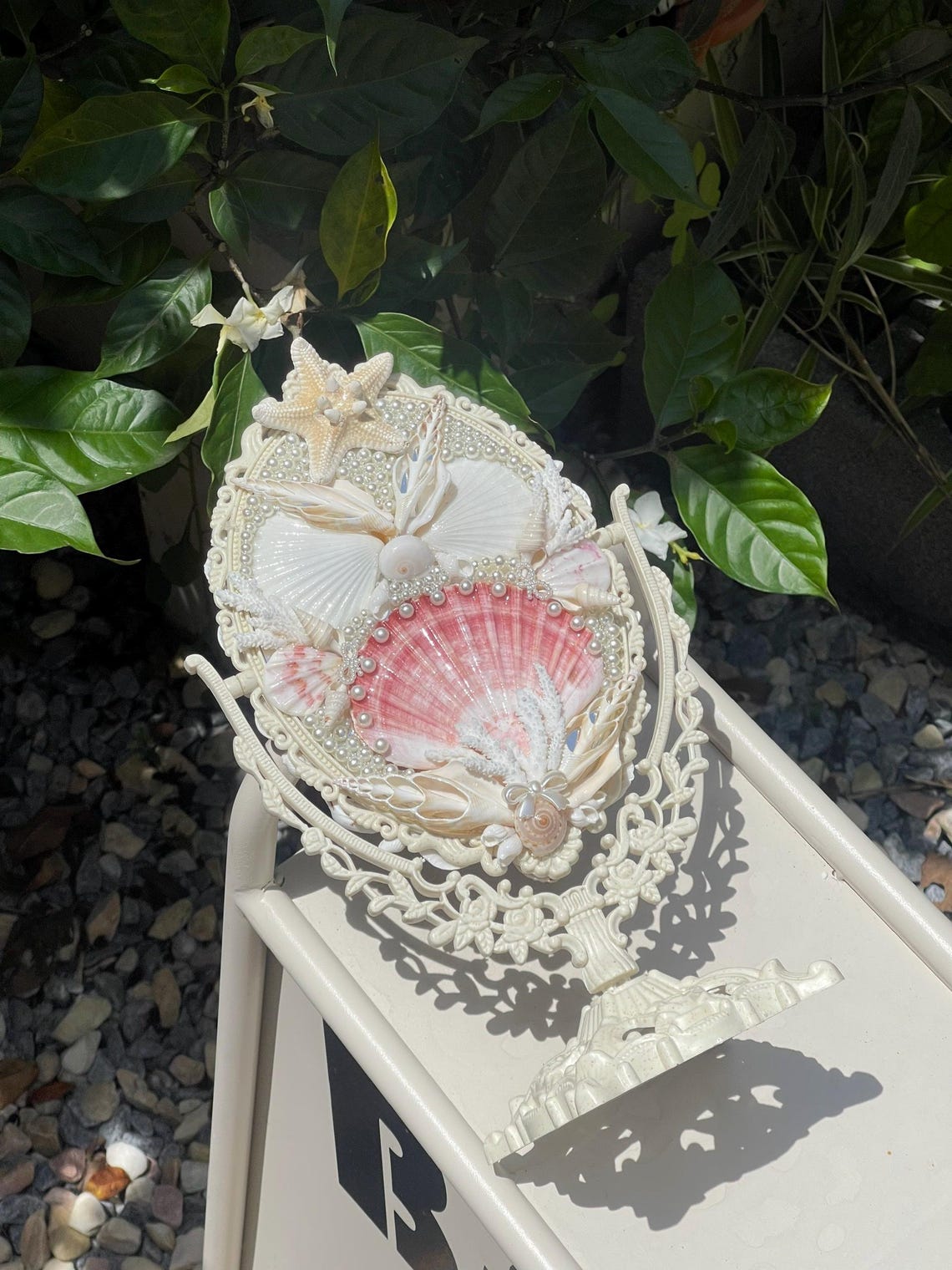 Seashell Vanity Mirror. One Side Fully Designed With Real Shells (1 ...