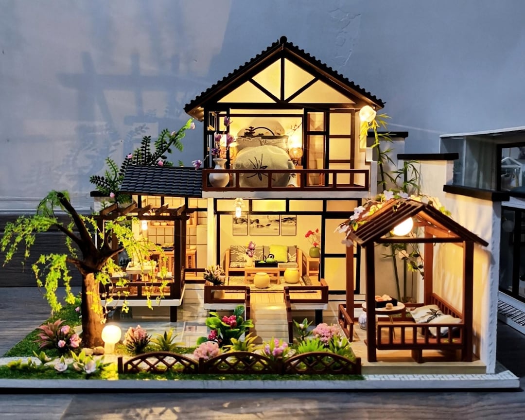 DIY Chinese Courtyard Villa Model Kit,wooden Cottage Bookshelf Decor ...