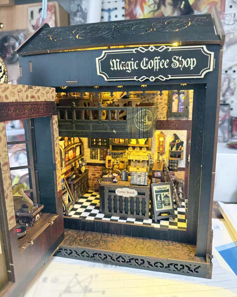 3D Miniature Coffee House Book Nook - DIY Assembly Kit - Etsy