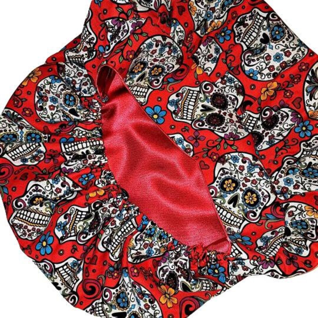 RED Folkloric Skulls Scrub Hats/bouffant Scrub Hats/scrub Caps/medical ...