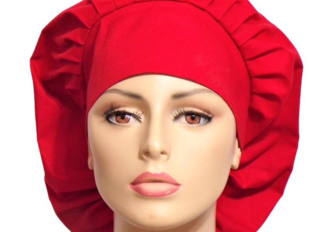 Scrub Hats Solid Red-bouffant Scrub Cap-fabric Scrub Hat-medical Scrub ...