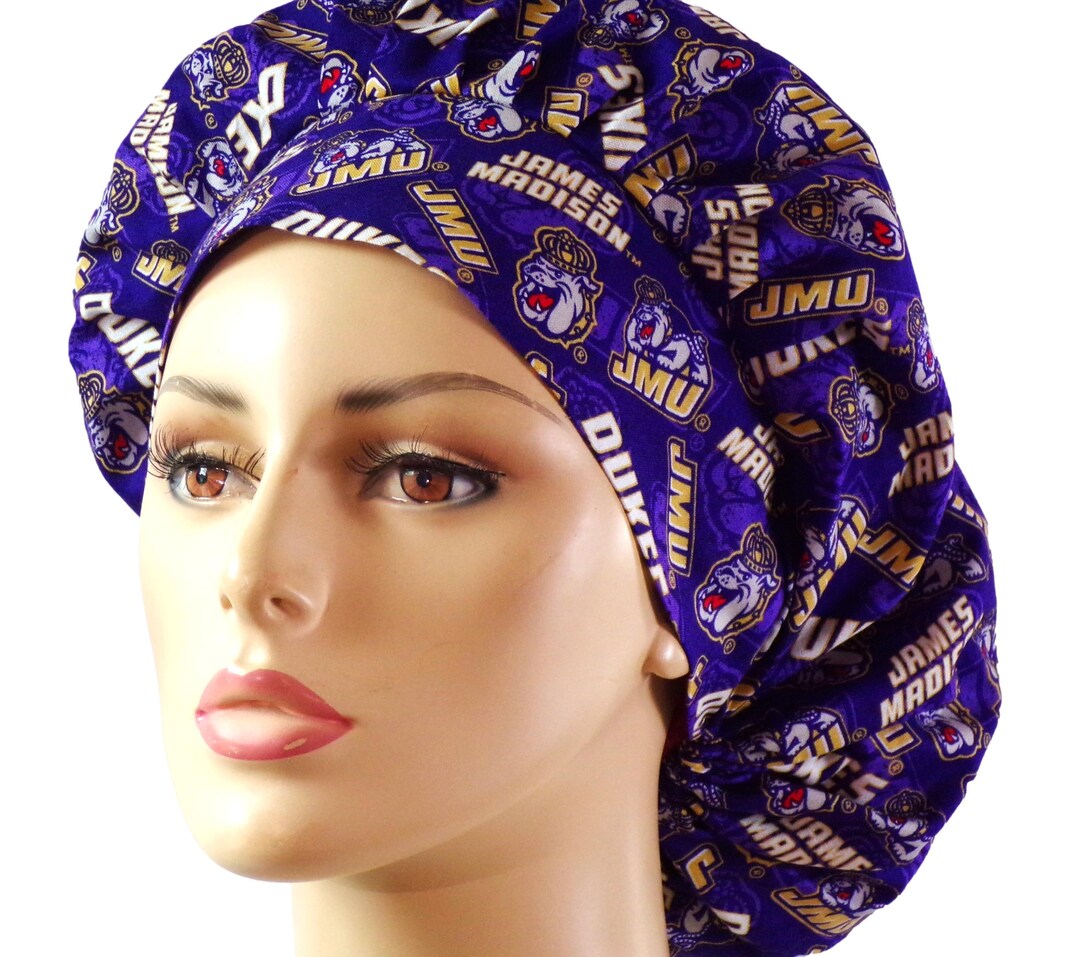 University James Madison Fabric-bouffant Scrub Hat-silvercaps-jmu-women ...