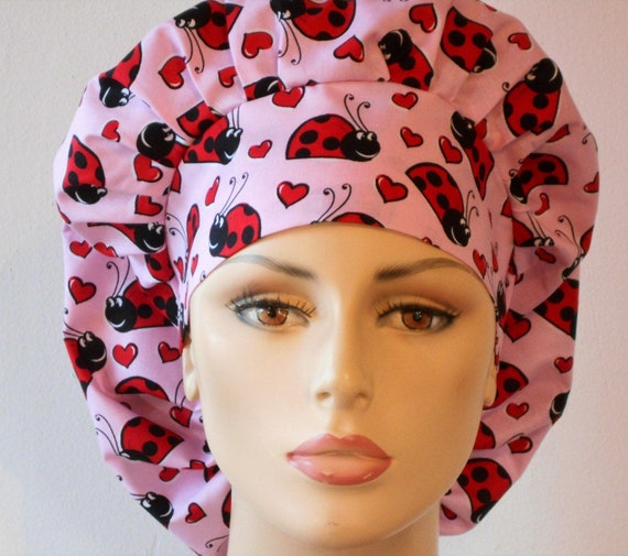 Scrub Hats/happy Ladybugs on Pink/medical Bouffant Scrub | Etsy