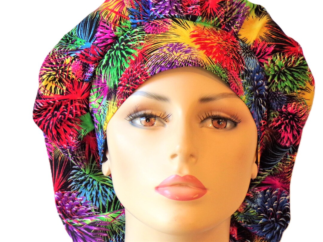 Scrub Hats-fireworks Display-bouffant Scrub Hats-patriotic Fireworks ...