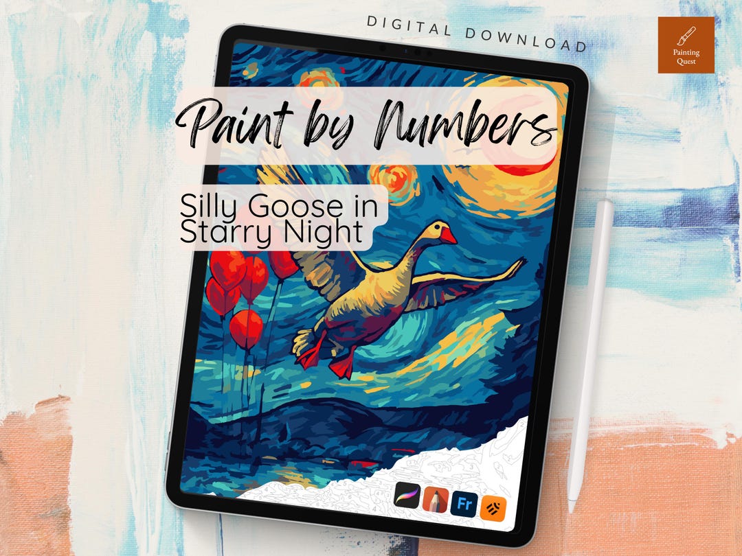 Silly Goose in Starry Night - Paint by Numbers Kit Procreate Coloring ...