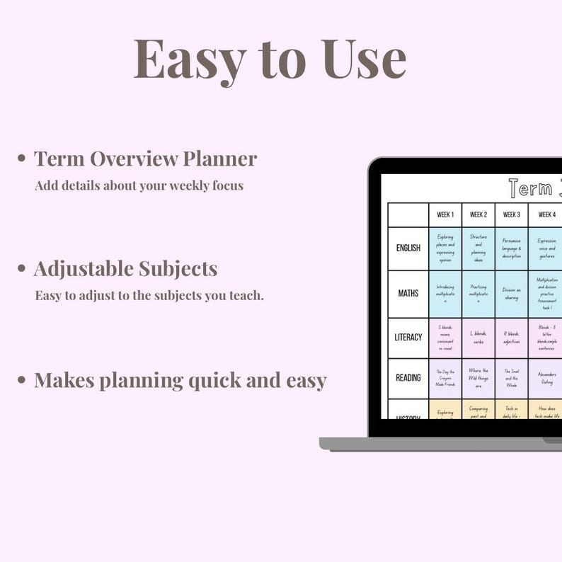 Editable Teacher Term Overview Template | Weekly Lesson Plan Organizer ...
