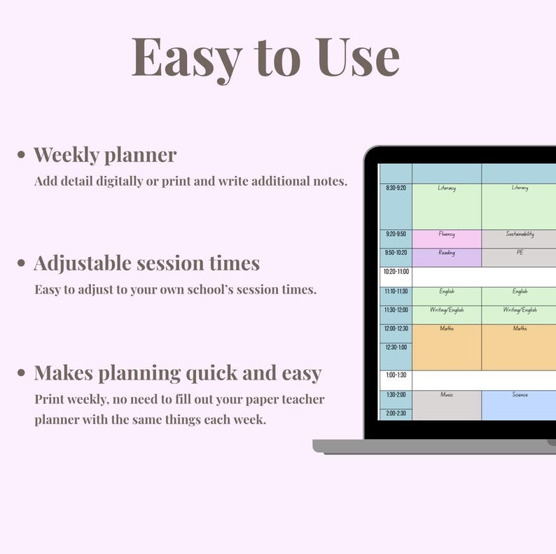 Classroom Timetable & Weekly Planner Template | Editable Teacher ...