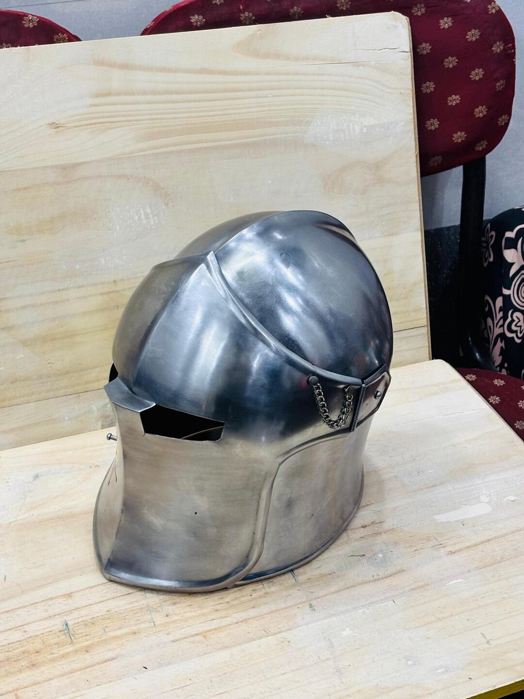 Medieval Spartacus Fantasy Barbuda Helmet Knight Helmet Silver Finish ...