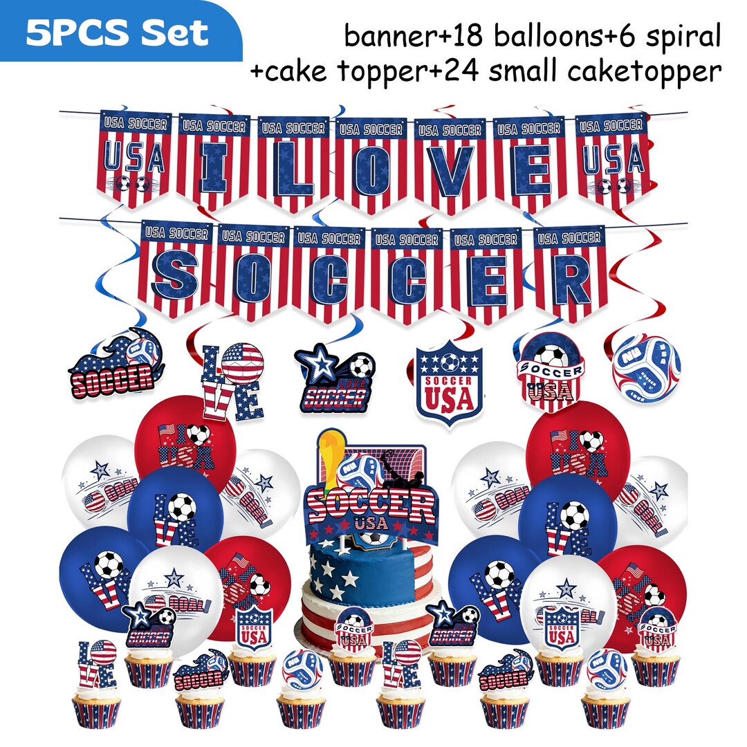 World Cup Themed Party Decor, Soccer Fan Party Bundle, Banner, Pennant ...