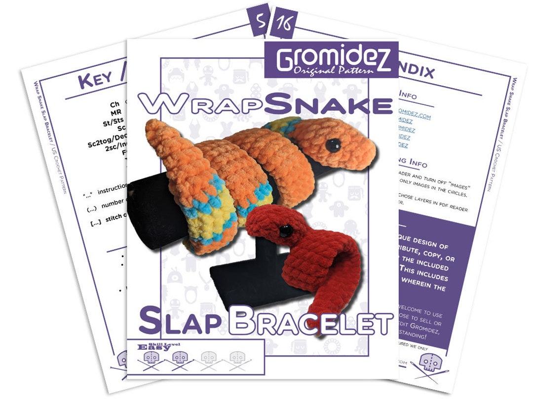 Wrap Snake Slap Bracelet Crochet Pattern- US/UK Terms - Etsy