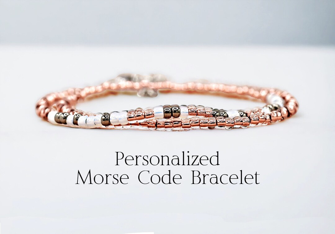 Custom Morse Code Bracelet for Women, Stackable Beaded Wrap Bracelet ...