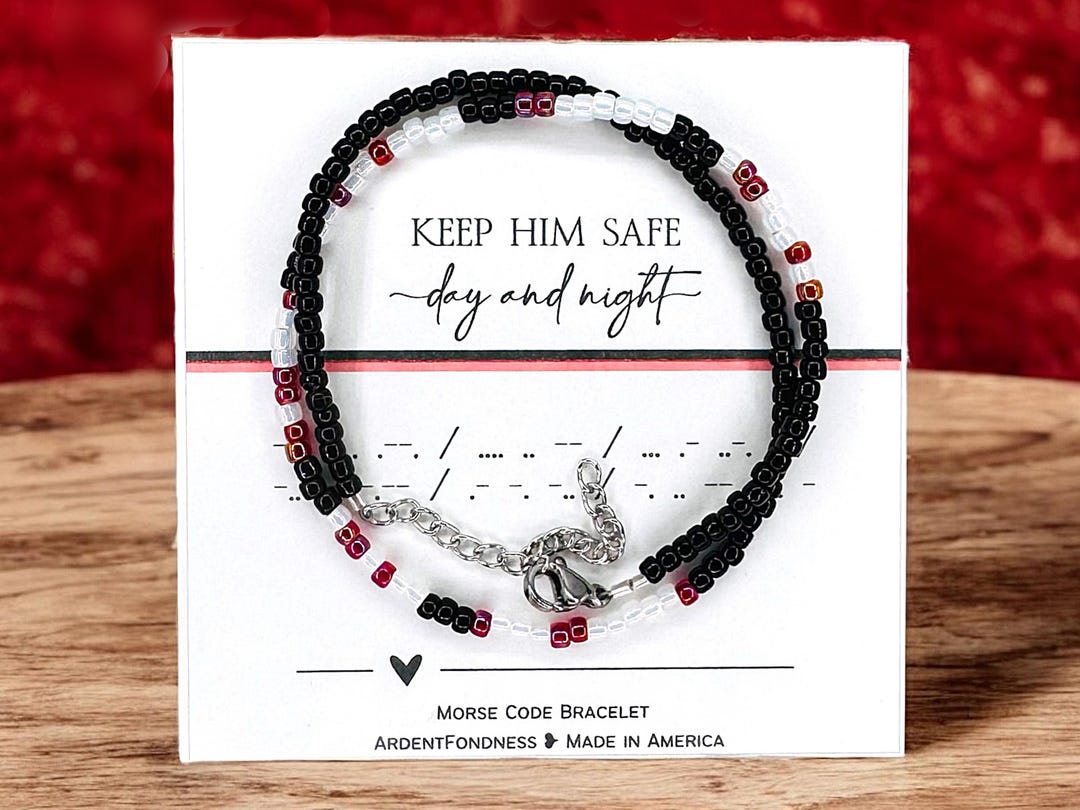 Keep Him Safe Firefighter Prayer Morse Code Bracelet | Protective Gift ...