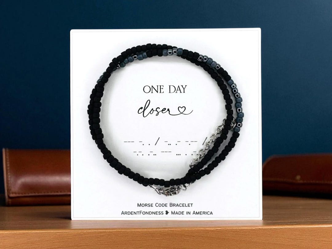 MENS One Day Closer Morse Code Bracelet for Boyfriend Long Distance ...