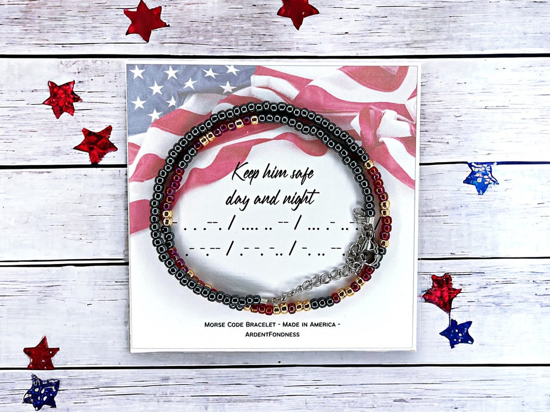 Keep Him Safe Day and Night Morse Code Prayer Bracelet, US Military Mom ...