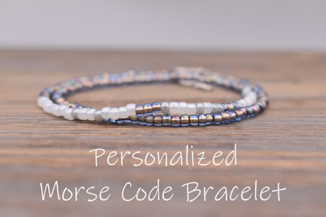 Personalized Beaded Morse Code Bracelet Custom Beaded Wrap | Etsy